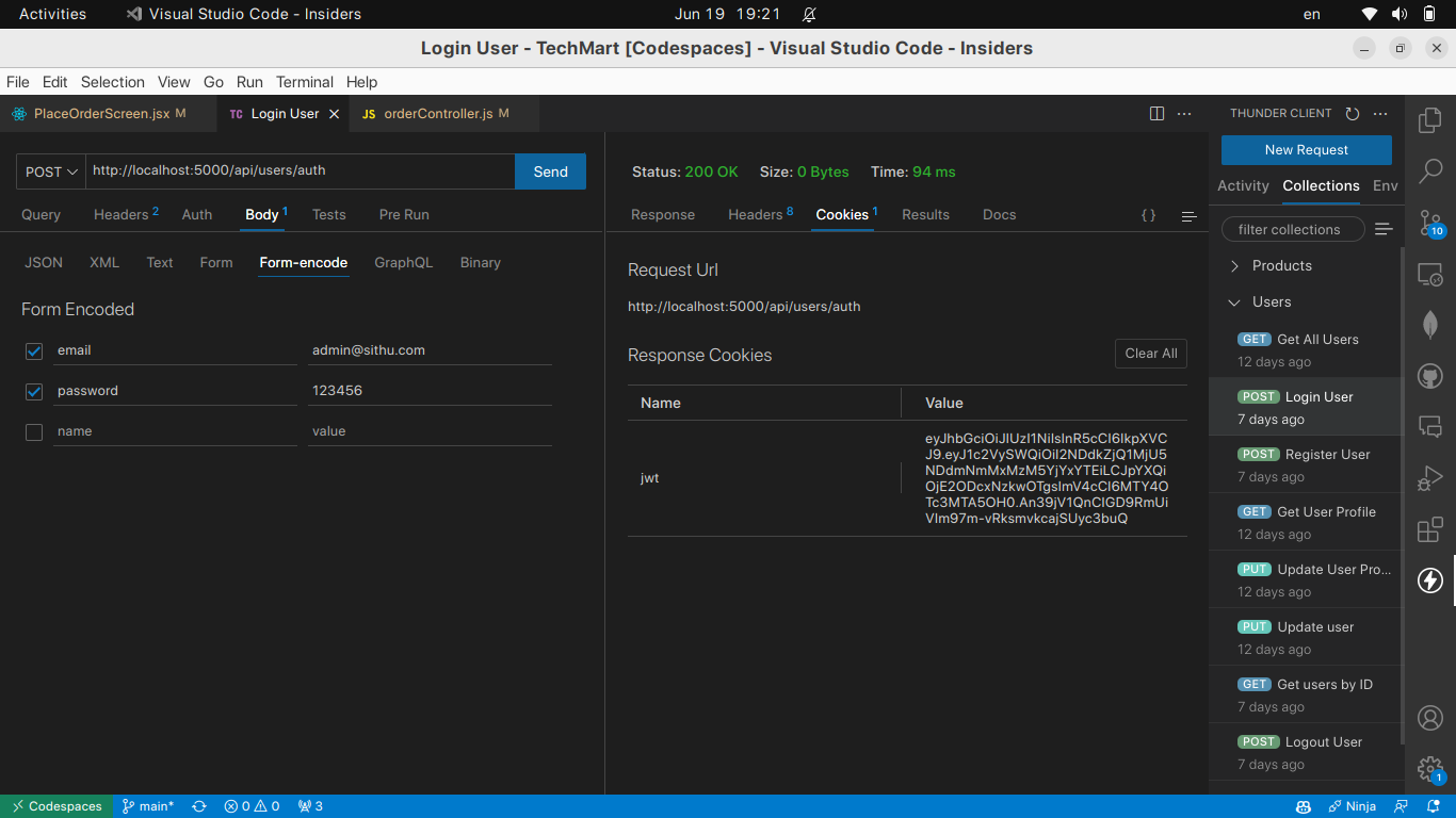 Issue with Placing Order: Authentication Error (401) and Missing JWT Cookie · Issue #7 ...