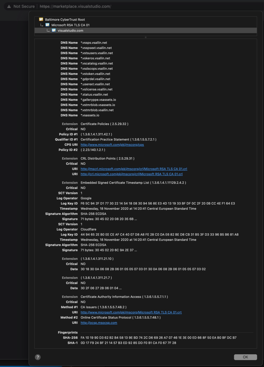 [macOS Big Sur] Cannot connect to Extensions Marketplace, ERR_CERT_INVALID · Issue #119540 ...