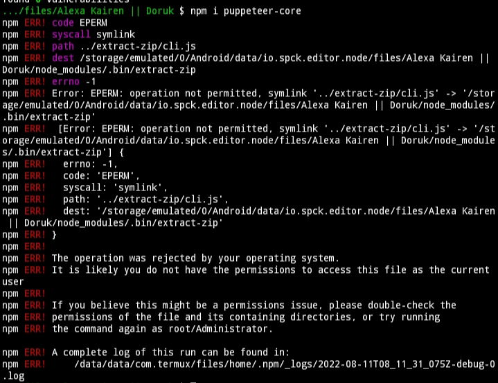 [Bug]: npm install [Error - EPERM: operation not permitted] · Issue #11533 · termux/termux ...