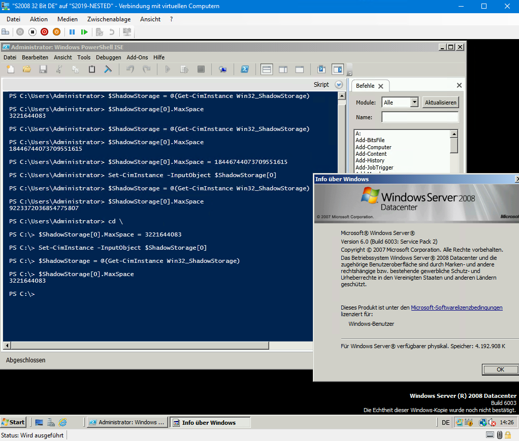 Win32_ShadowCopy Set-CimInstance MaxSpace is broken - kills highest bit when trying to set ...