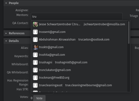 Suggest Bugzilla users for CC and assigned-to fields on bug publication ...