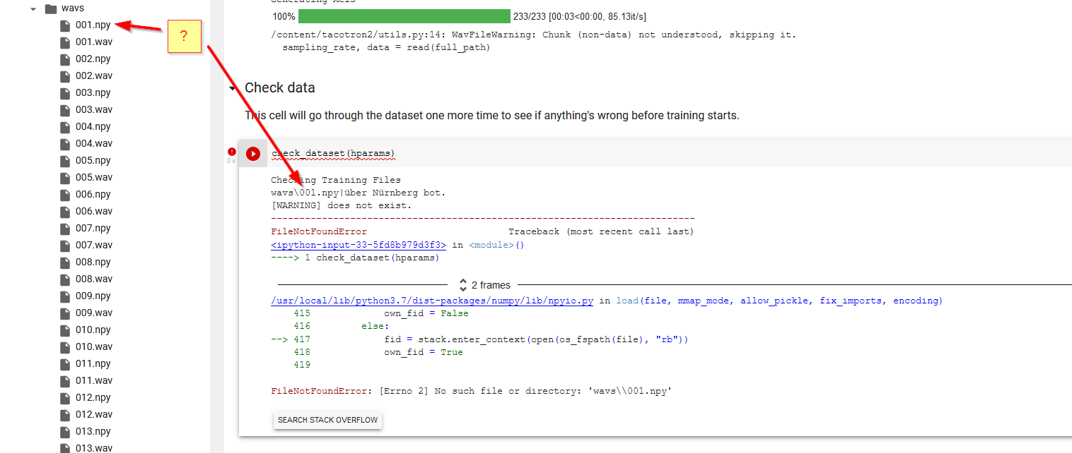 Checking Training Files wavs\001.npy|über Nürnberg bot. [WARNING] does ...