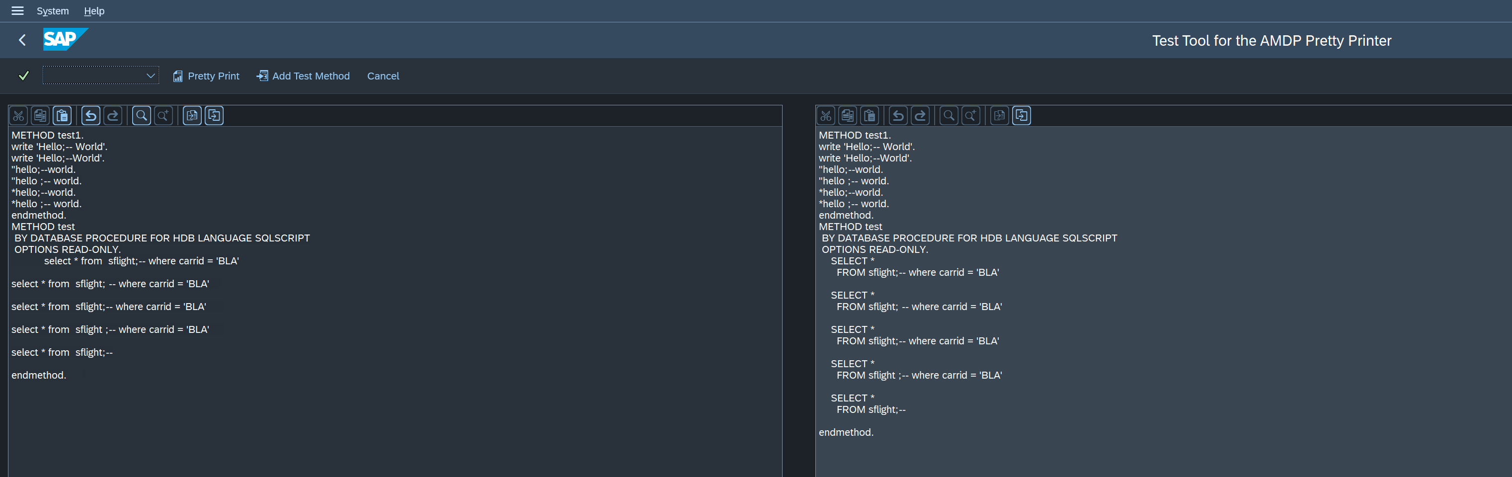 Comment direct after ; · Issue #19 · fmabap/AMDP_Pretty_Printer · GitHub