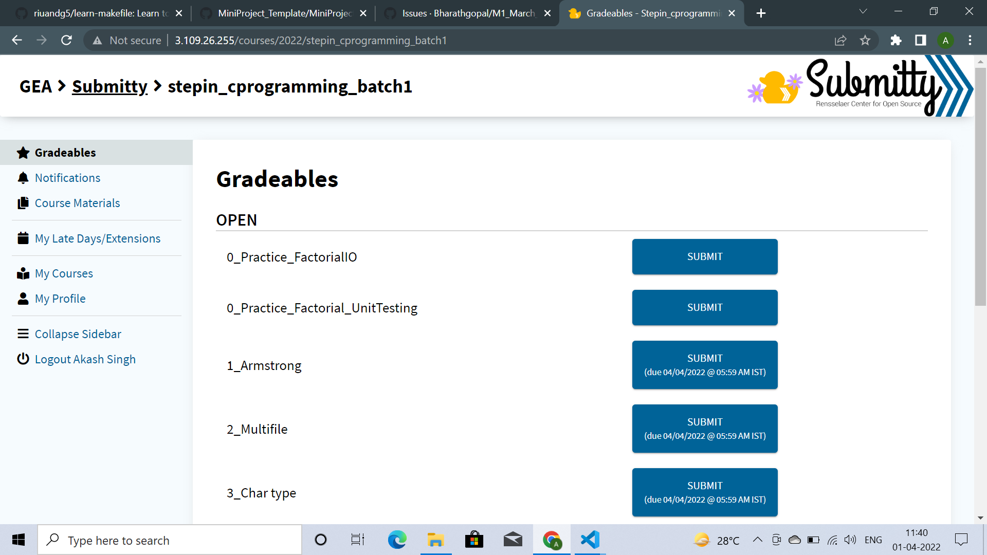 @Bharath, i think by mistake you set deadline time 5:59am for submitty submission; it's should ...