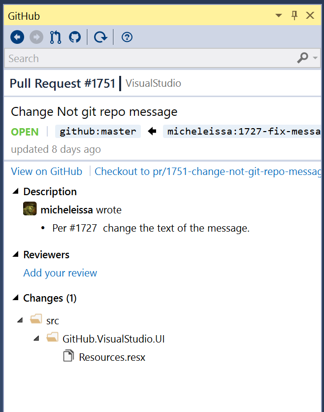 Show single comments in PR detail · Issue #1815 · github/VisualStudio ...