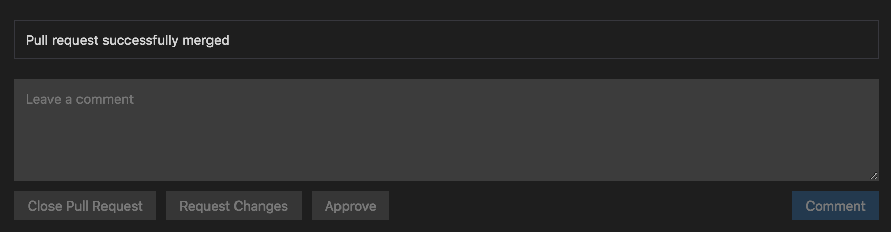 After Pull Request Is Merged Only Comment Option Should Be Available