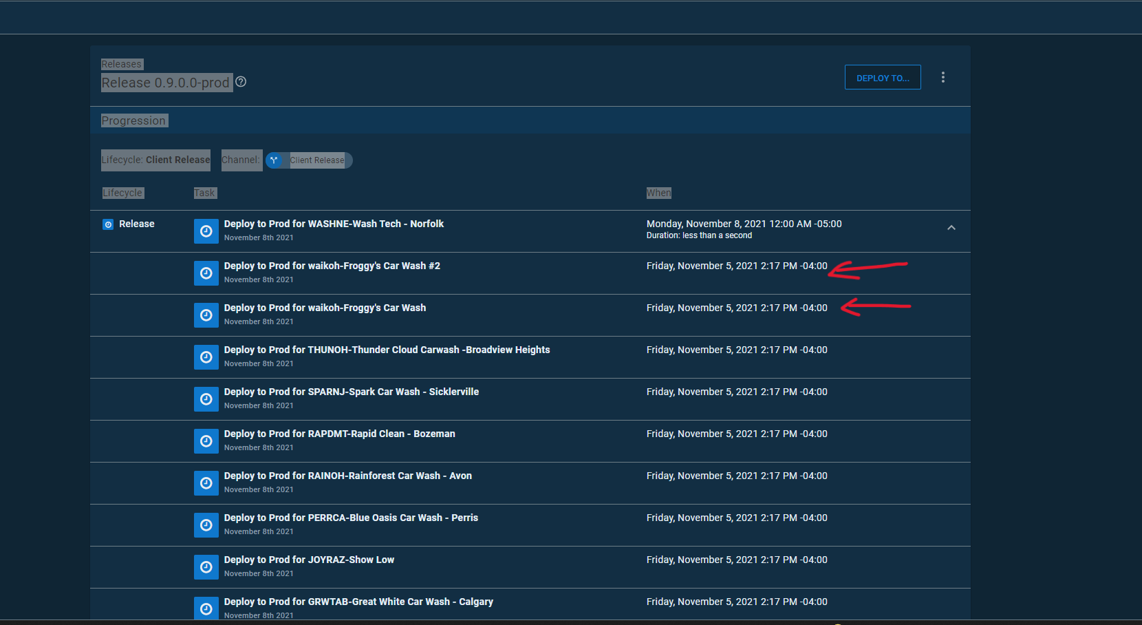 Releases page showing release creation time instead of scheduled release time for a scheduled ...