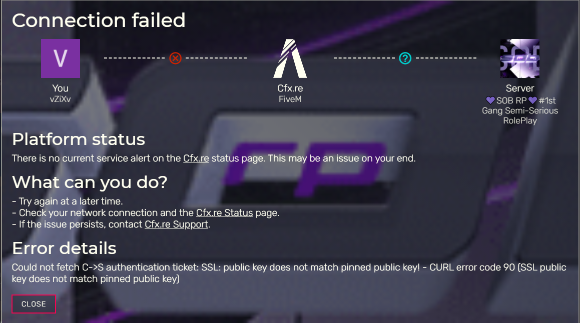 FiveM Either Shows The Error Code Below Or Crashes And Shows The Crash