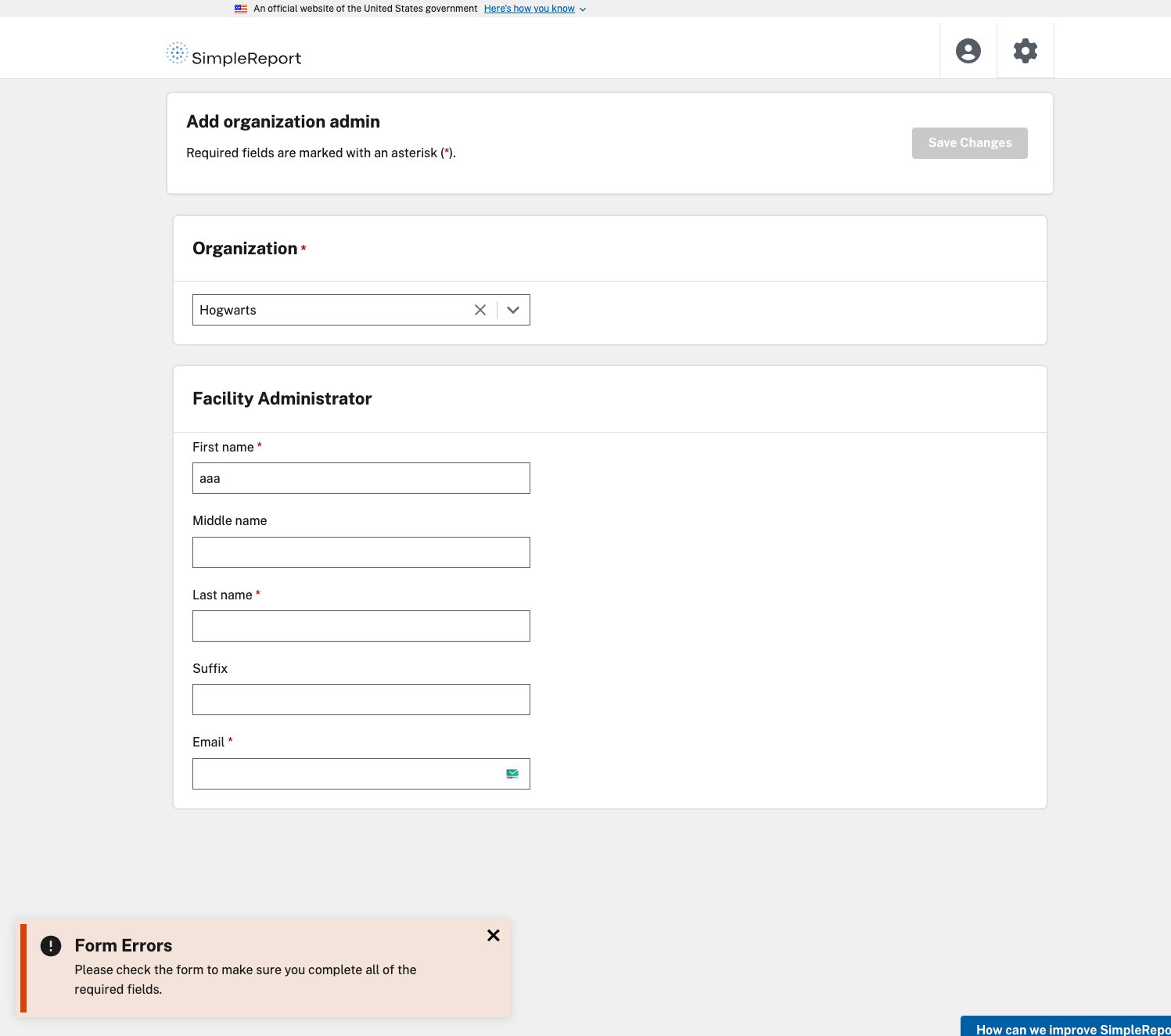 Support Admin Add Organization Admin Form Not Showing Errors On Fields · Issue 5826 · Cdcgov 4380