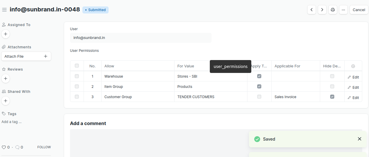 Maintain To User Permission · Issue 32044 · Frappeerpnext · Github 
