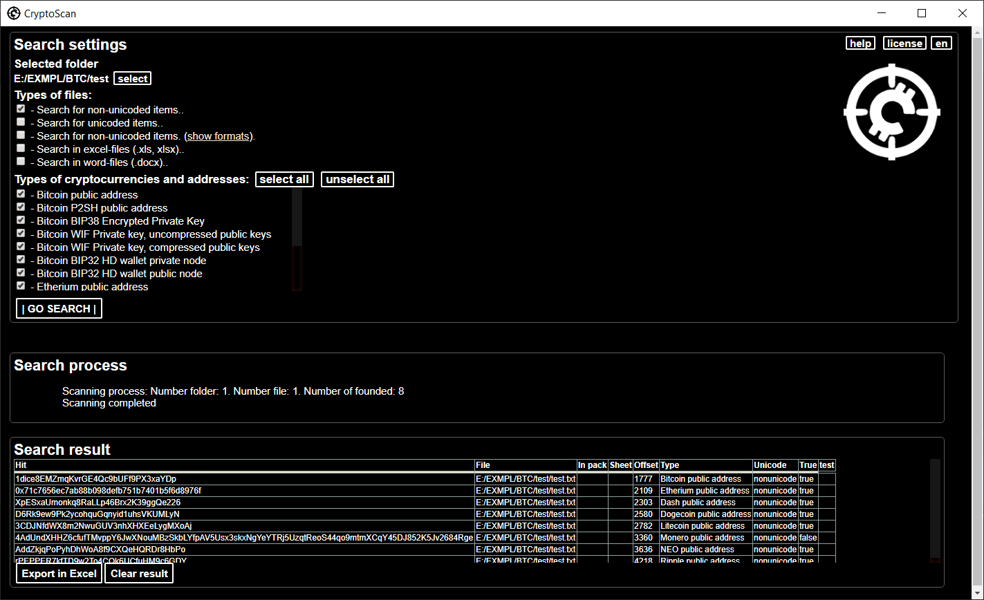 GitHub - PetroBulbash/CryptoScan: CryptoScan - search crypto addresses and keys.