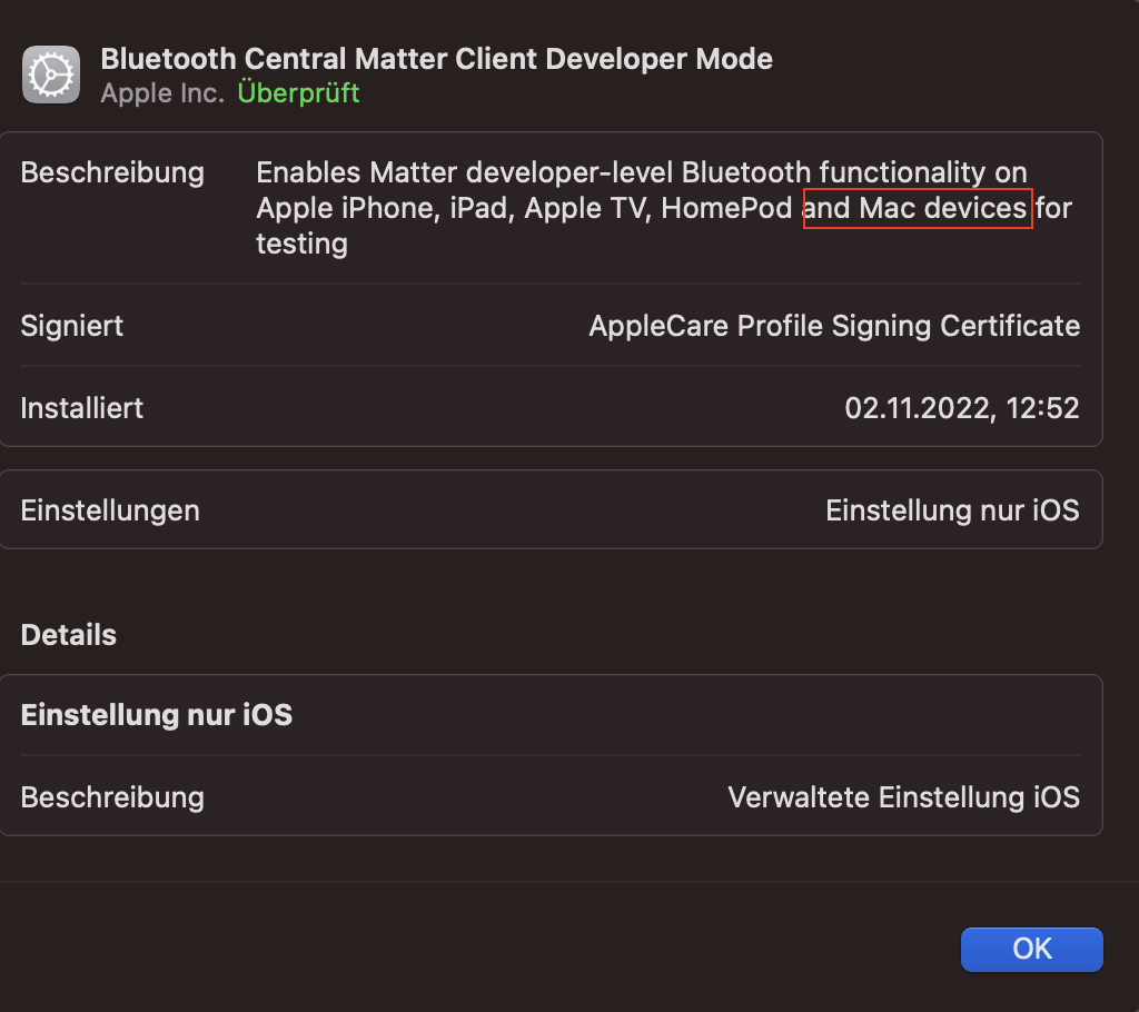[BUG] MacOS Ventura 13.0, CHIP-Tool cannot establish a BLE connection to pair devices into a ...