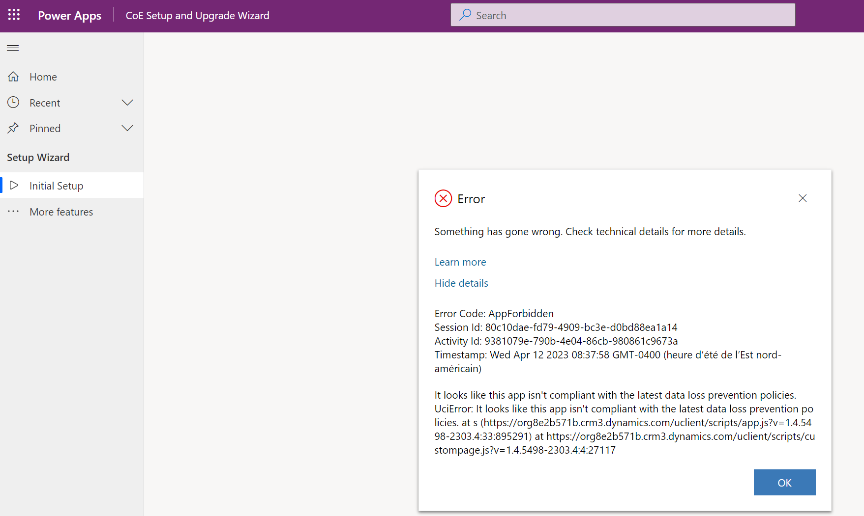 [CoE Starter Kit - BUG] App forbidden - COE Setup and Upgrade Wizard · Issue #5255 · microsoft ...