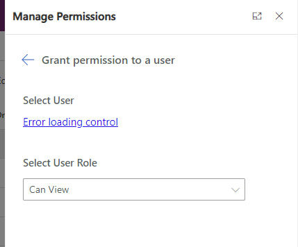[CoE Starter Kit - BUG] PP admin view - Manage permission - Add user - error loading control ...