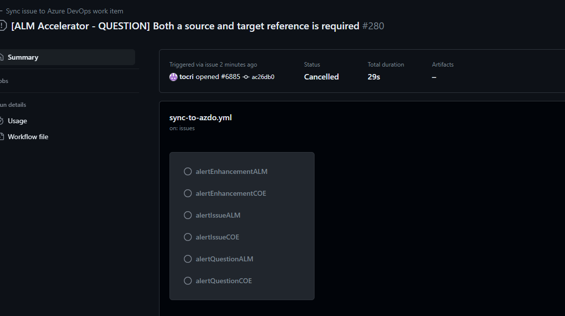 [ALM Accelerator - QUESTION] Both a source and target reference is required · Issue #6885 ...