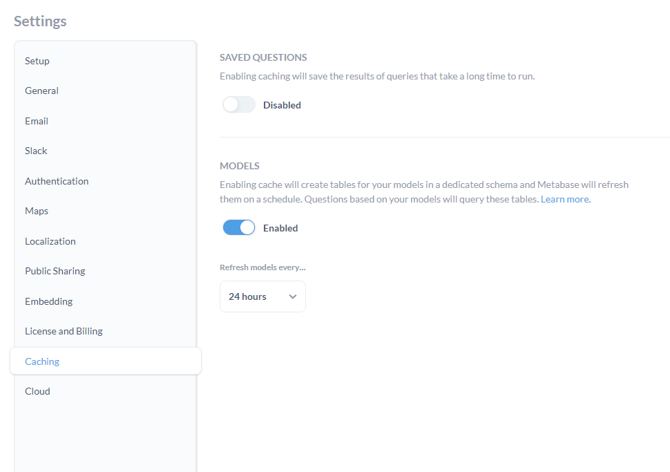 Cannot deactivate Models Caching · Issue #29116 · metabase/metabase · GitHub