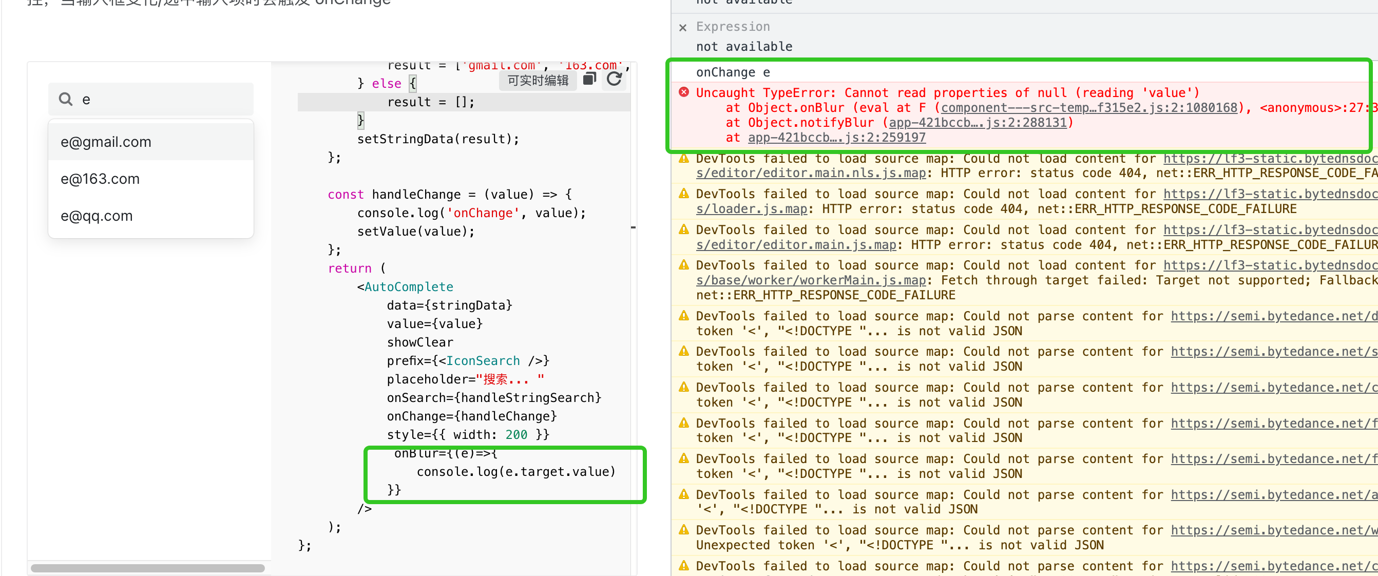 [BUG] AutoComplete 的 onBlur 回调中 e.target 为 null · Issue #1172 · DouyinFE/semi-design · GitHub