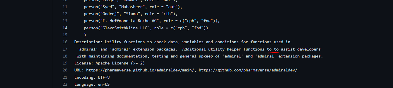 Documentation: Typo in Description File · Issue #67 · pharmaverse/admiraldev · GitHub