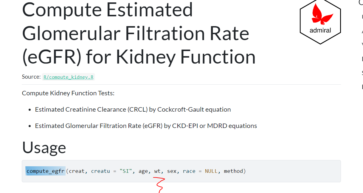 General Issue: Update `wt` argument in `compute_egfr` to `weight` · Issue #2020 · pharmaverse ...