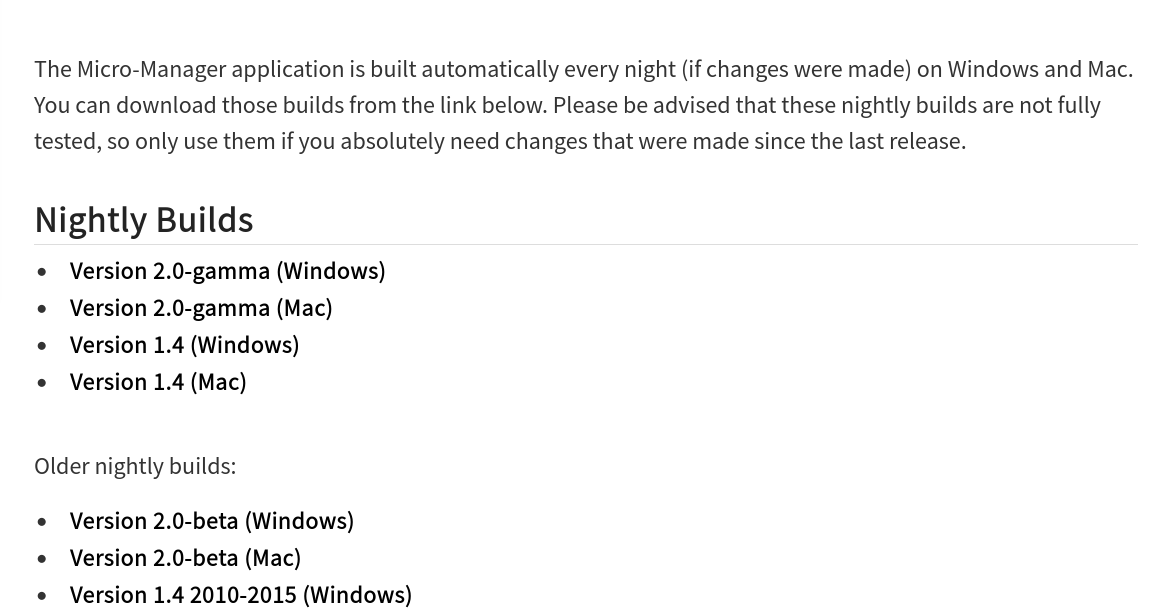 Nightly builds link is outdated · Issue #64 · micro-manager/micro-manager.github.io · GitHub
