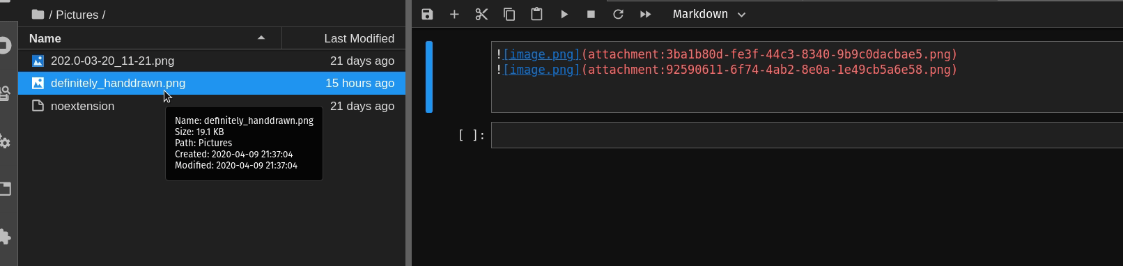 Cant Drag Image From Jlab Filebrowser Into Markdown Cell Different Ui On Firefox And Chrome