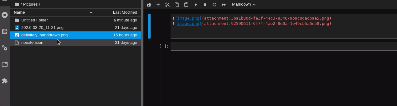 Can't drag image from jlab filebrowser into markdown cell + different UI on firefox and chrome ...