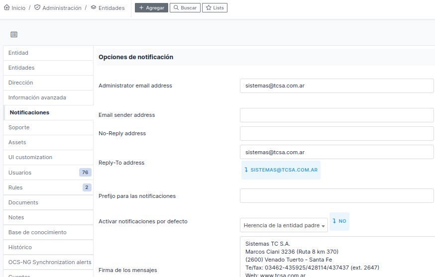 Error in notifications mail by entity · Issue #10888 · glpi-project/glpi · GitHub