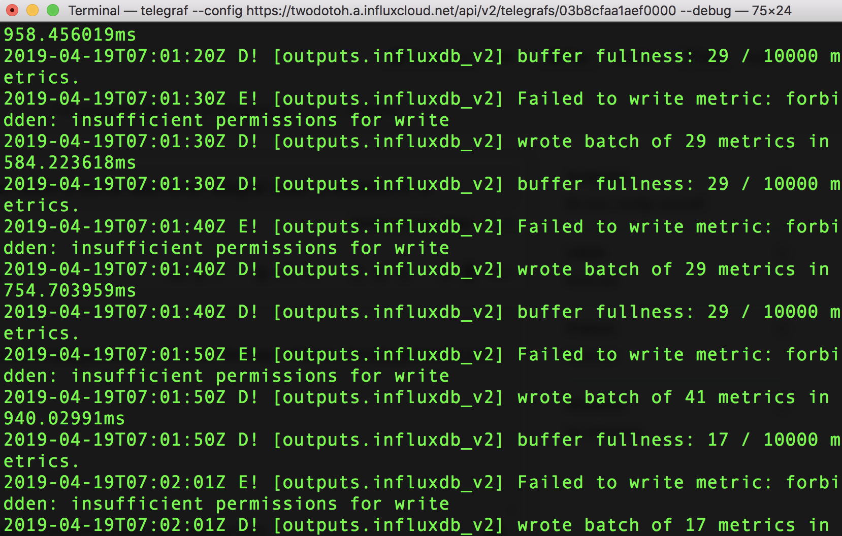 Telegraf does not seem to buffer data when telegraf token is disabled in UI · Issue #13515 ...
