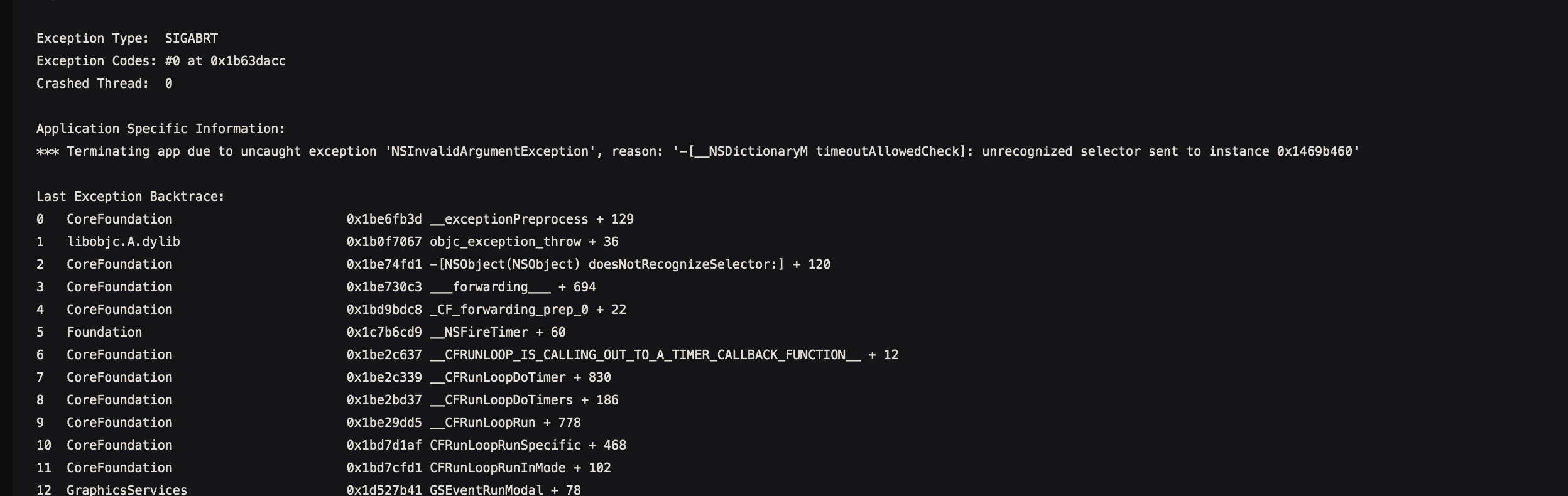 App crash on timeoutAllowedCheck startBackgroundTimeoutTime ...