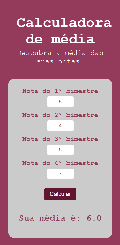 GitHub - AmandaBartolo/calculadora_de_media: Calculadora de média realizado com uso de HTML, CSS ...