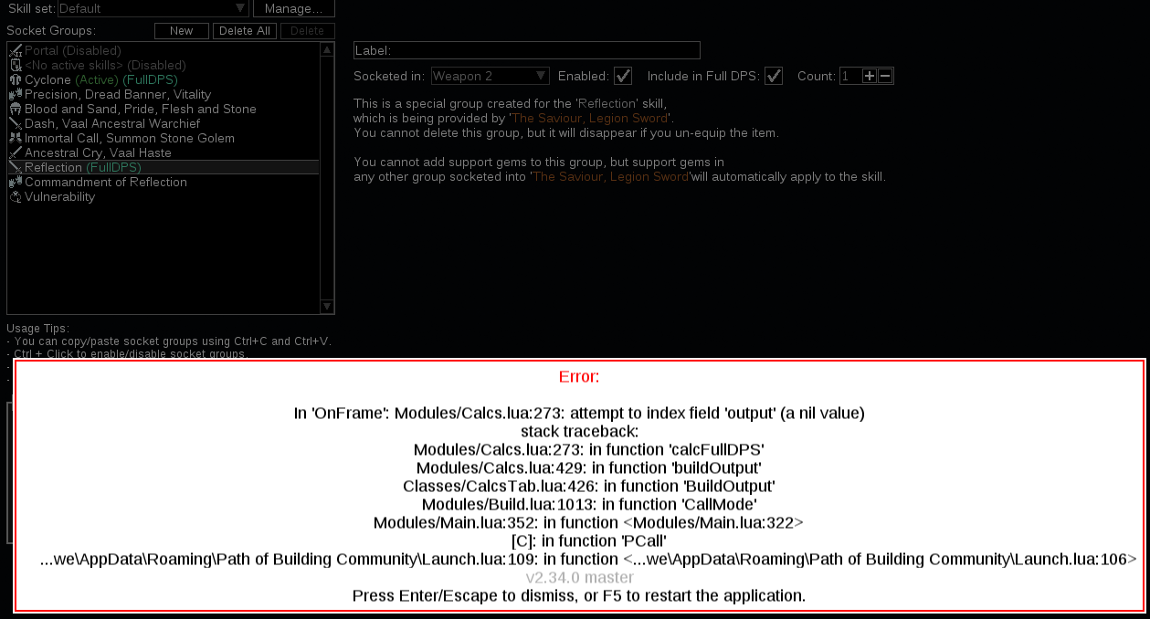 Critical failure tied to Saviour reflections · Issue #6680 · PathOfBuildingCommunity ...