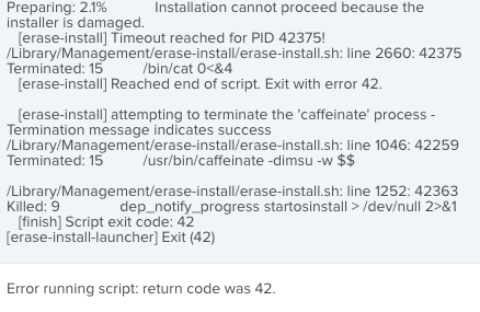 Receiving a Error 42 in jamf policy history logs on multiple users laptops. · Issue #309 ...