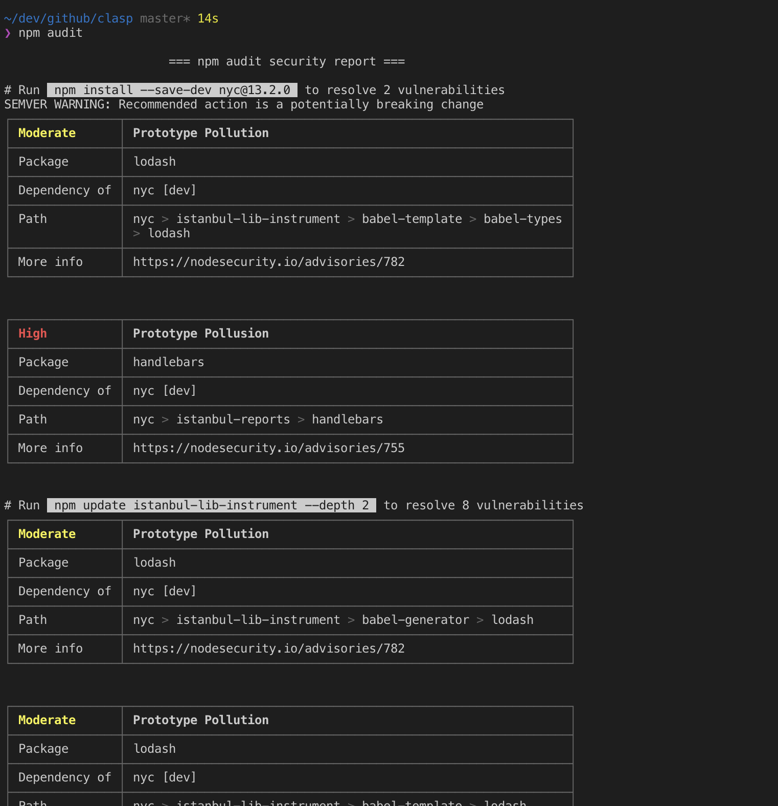 `found 10 vulnerabilities` in `npm i` · Issue #529 · google/clasp · GitHub