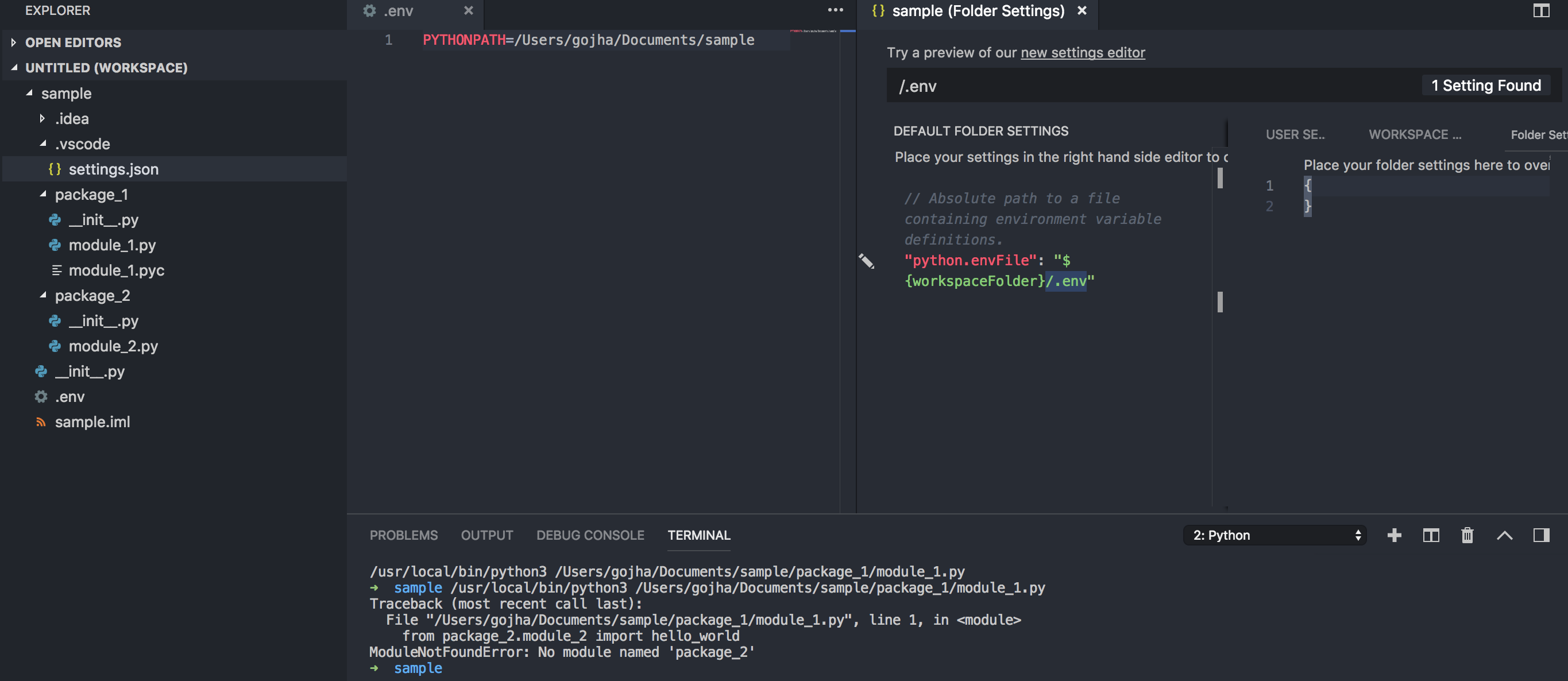  env Workspace Dir Vscode python Microsoft 