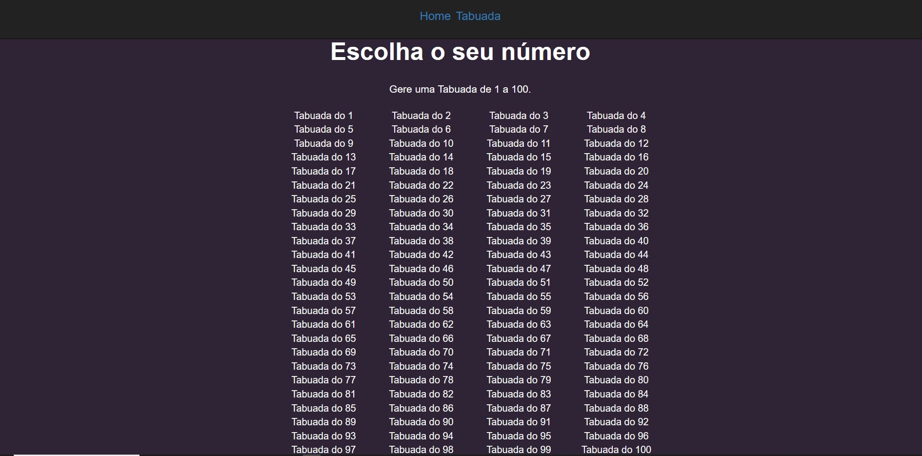 GitHub - jvmhonorato/tabuada: Application that shows multiplication tables from 1 to 100