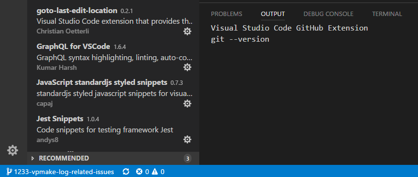 Status bar · Issue #255 · KnisterPeter/vscode-github · GitHub