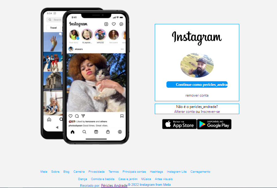 GitHub - PericlesAndrade/projeto-login-instagram: Projeto recriando a ...