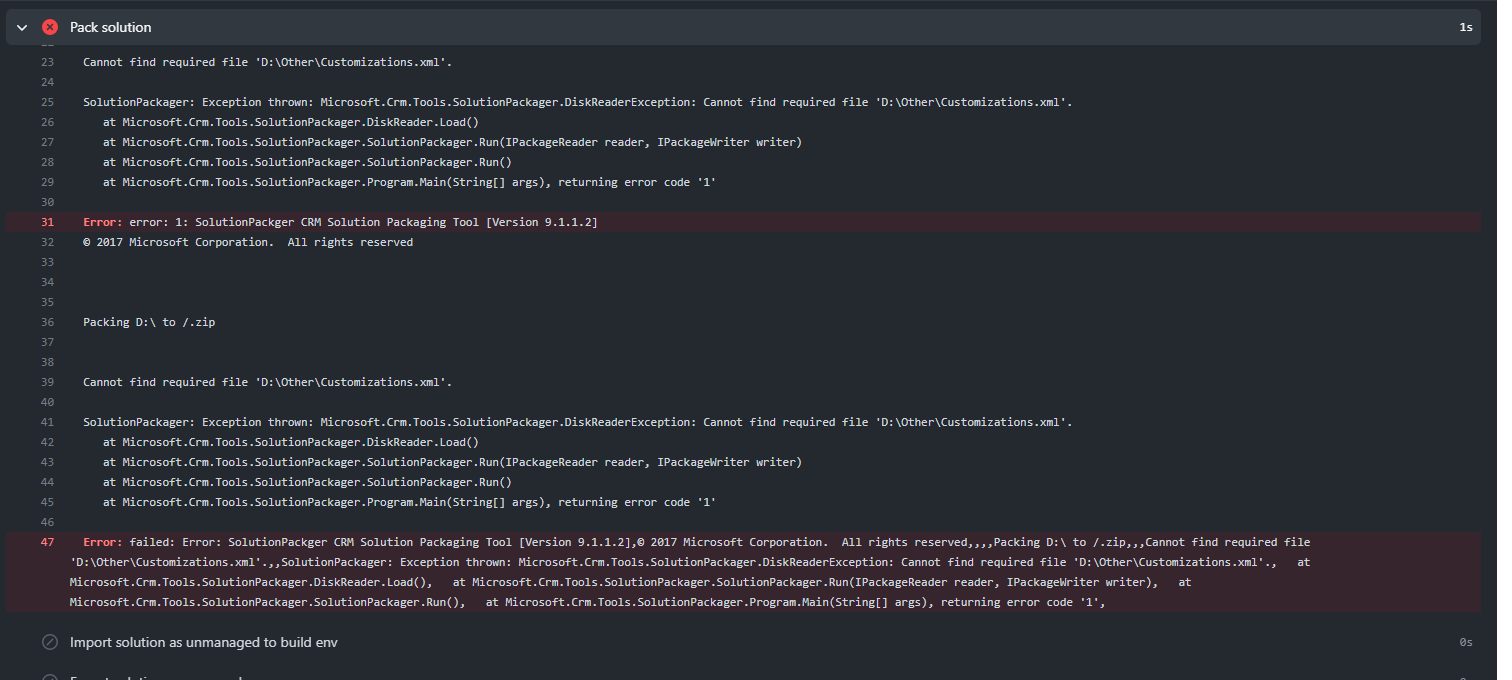 Cannot find required file 'D:\customizations.xml' when running solution import · Issue #119 ...
