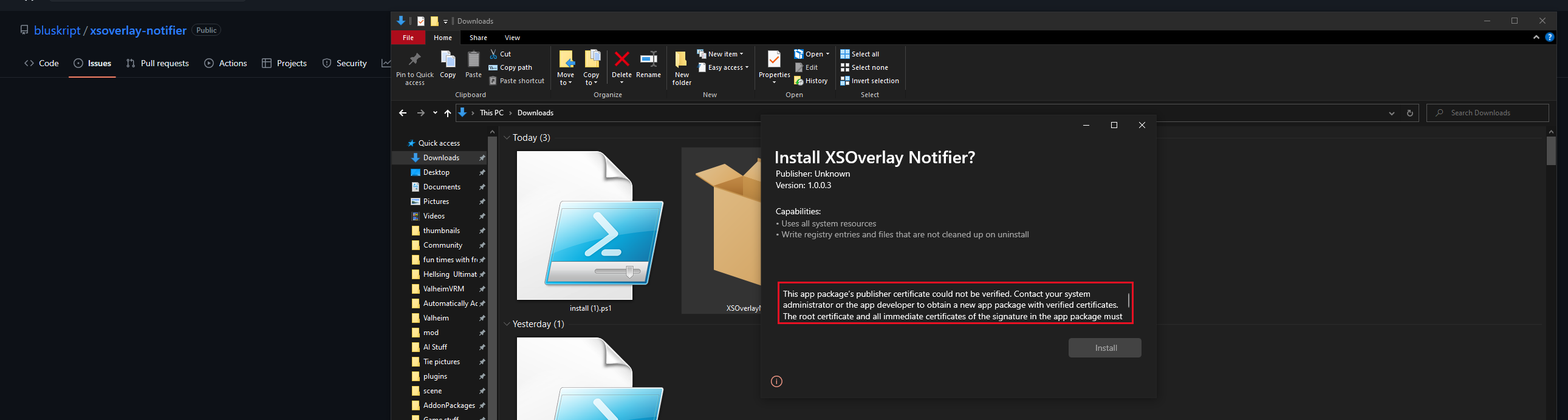 cant install · Issue #6 · bluskript/xsoverlay-notifier · GitHub cant install · Issue #6 · bluskript/xsoverlay-notifier · GitHub