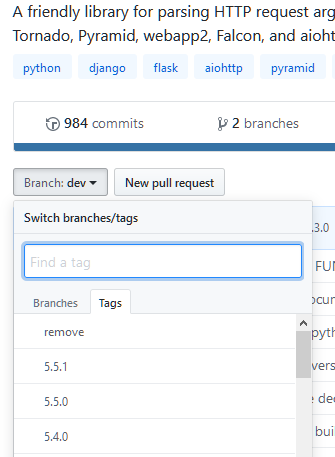 Add missing 5.5.2 git tag · Issue #445 · marshmallow-code/webargs · GitHub