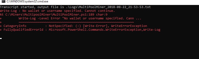 Write-Log -Level Error "No wallet or username specified. Cannot continue. " · Issue #2092 ...