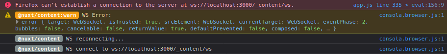 Websocket Error Using Alternative Server Framework · Issue 136 · Nuxt