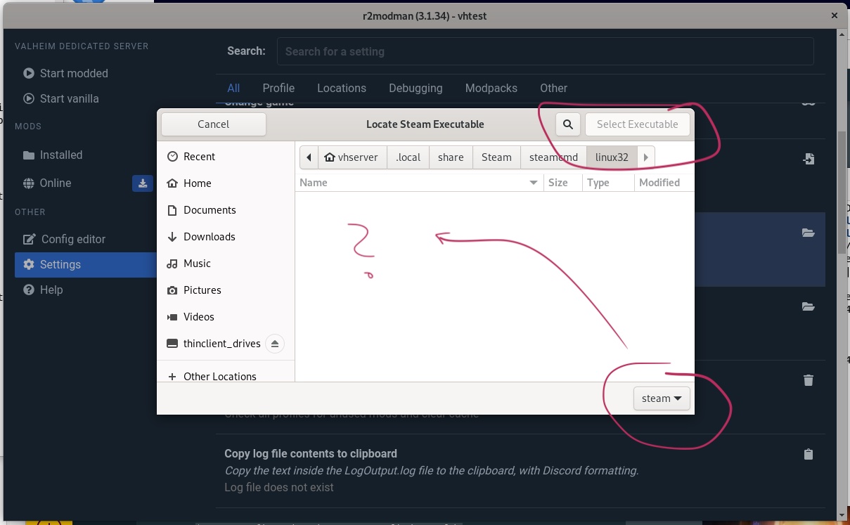 [BUG] - Locate Steam Executable only allows "steam" on linux · Issue #898 · ebkr/r2modmanPlus ...
