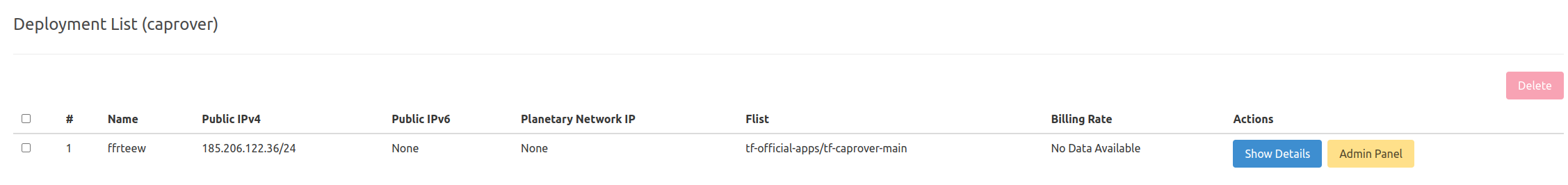 Caprover deployment weblet on **main** net does not recognise available capacity on nodes ...