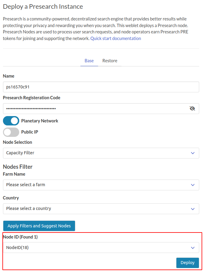 Presearch: capacity filter doesn't work when Planetary Network is active. · Issue #756 ...