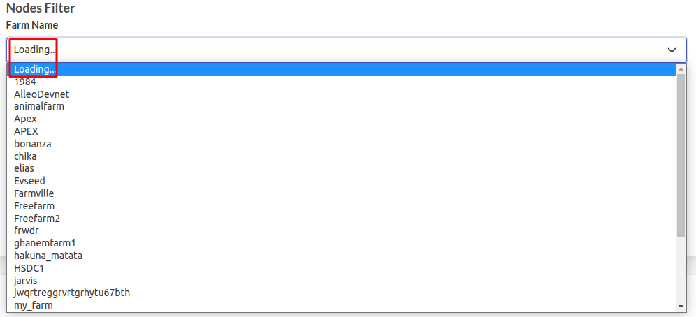 Capacity Filter: Farms and Country lists keep loading when a value in the configuration is ...