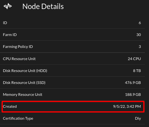Incorrect conversion for the created and updated at timestamps in the `Your Farm Nodes` table ...