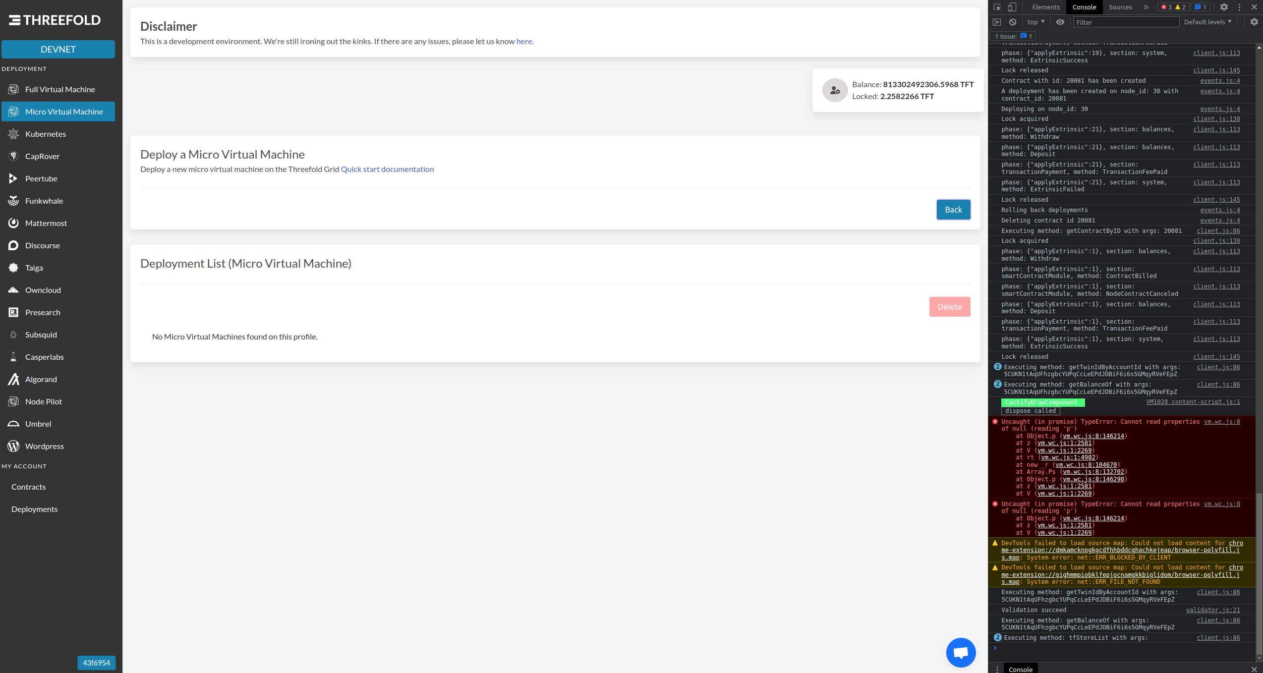 The back button returns an error · Issue #1287 · threefoldtecharchive/grid_weblets · GitHub