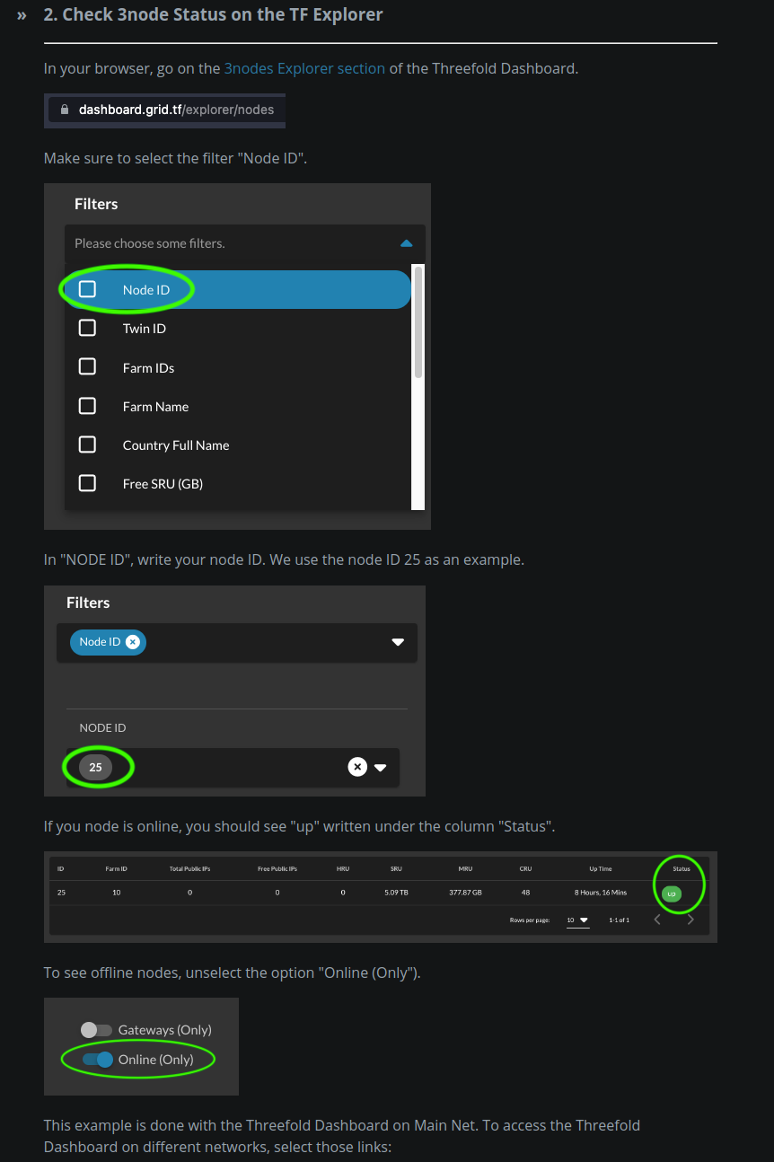 [10.1 Threefold Complete Farming Guide] The `Check 3node Status on the TF Explorer` section is ...
