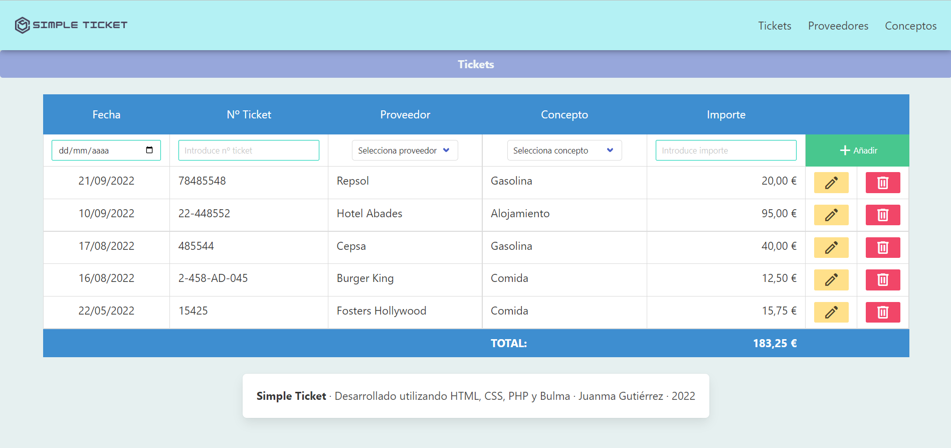 GitHub - Juanma-Gutierrez/SimpleTicket: Ejercicio CRUD realizado en PHP dentro del módulo UF1844 ...